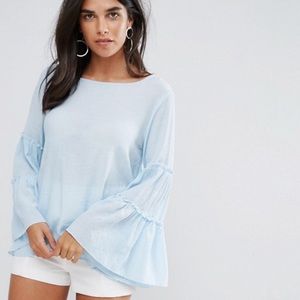ASOS | Tops | Baby Blue Bell Sleeve Top | Poshmark
